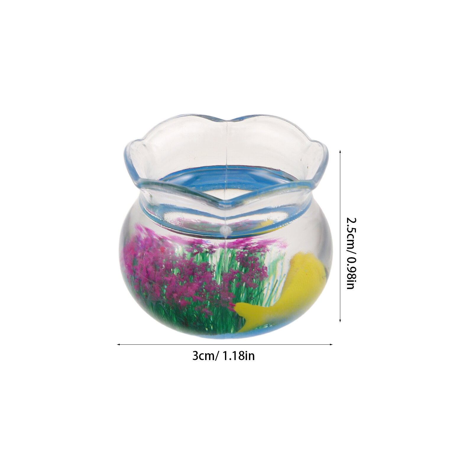 Набор декоративных элементов для моделирования, мини аквариум с растениями, размер 3x3x2.5 см