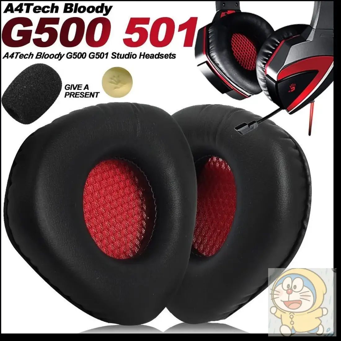 Амбушюры для наушников A4Tech Bloody G500 G501 Сменные чехлы с памятью формы, сетчатые тканевые, комплект с крышкой микр