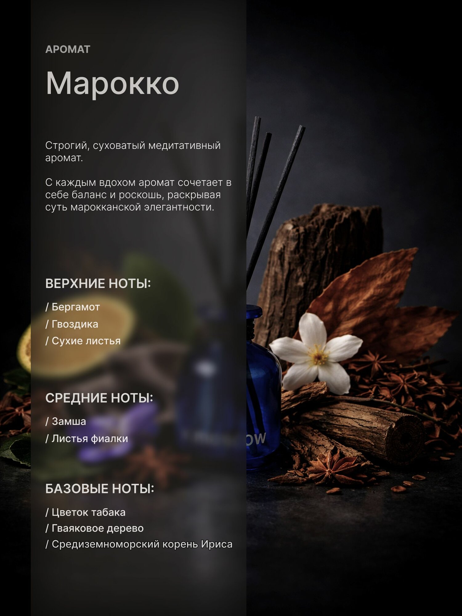 Диффузор ароматический V.MOSCOW Expression "Марокко", 90 мл, с черными фибровыми палочками