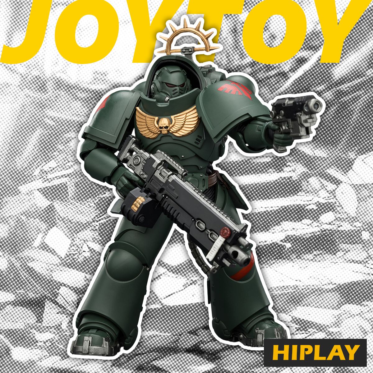 HIPLAY JOYTOY Warhammer 40000 Темные Ангелы Deathwing Knight 3 With Power Sword and Storm Shield JT02502 1/18