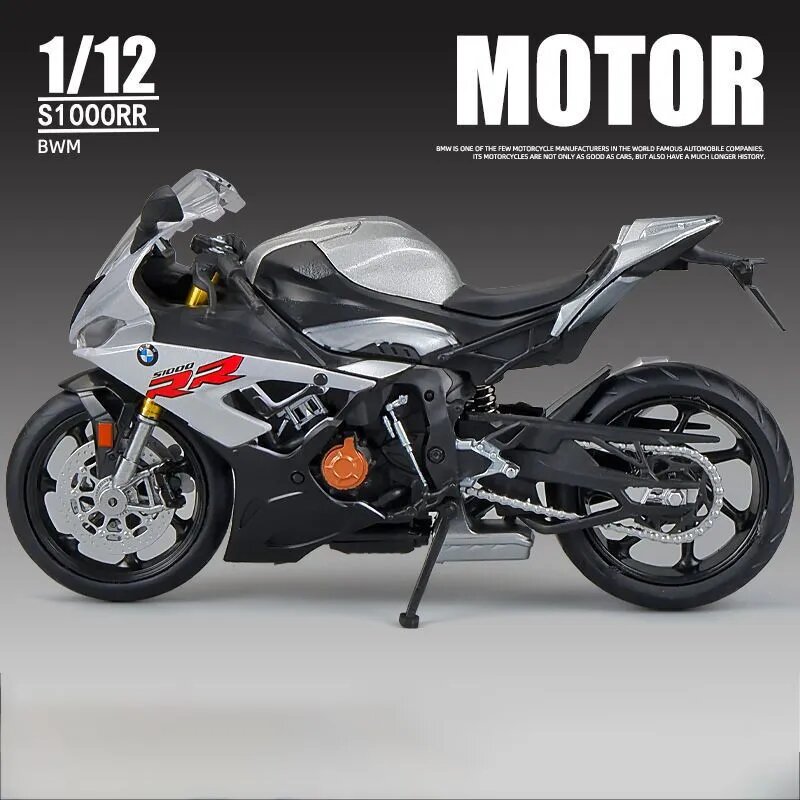 Металлическая игрушка мотоцикл BMW S1000RR масштаб 1:12