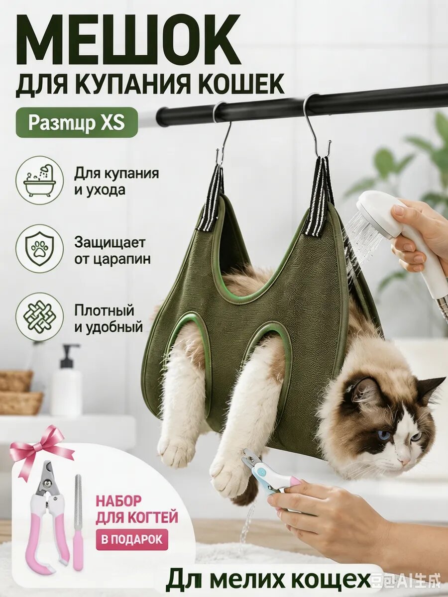 Лежанка для мытья кошек с когтерезом в подарок