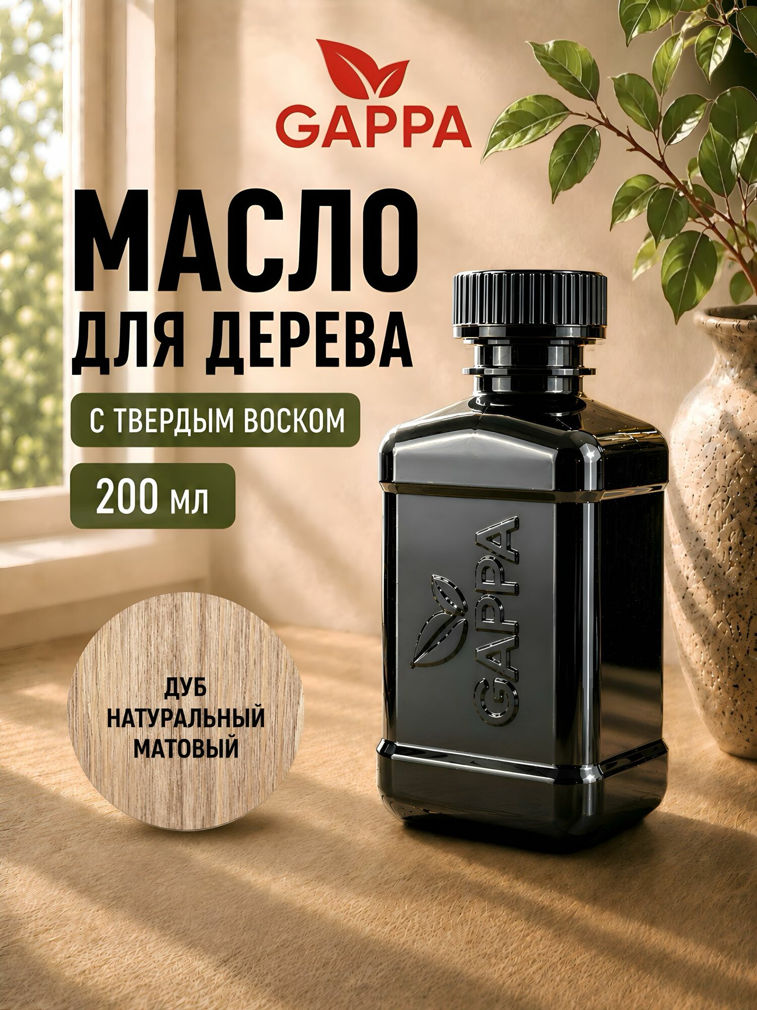 Масло для дерева GAPPA 0012 (матовое), цвет/дуб натуральный, 200 мл