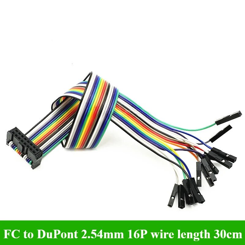Кабель-коннектор FC-DuPont 2,54 мм, цветной, 1 PCS, 16P