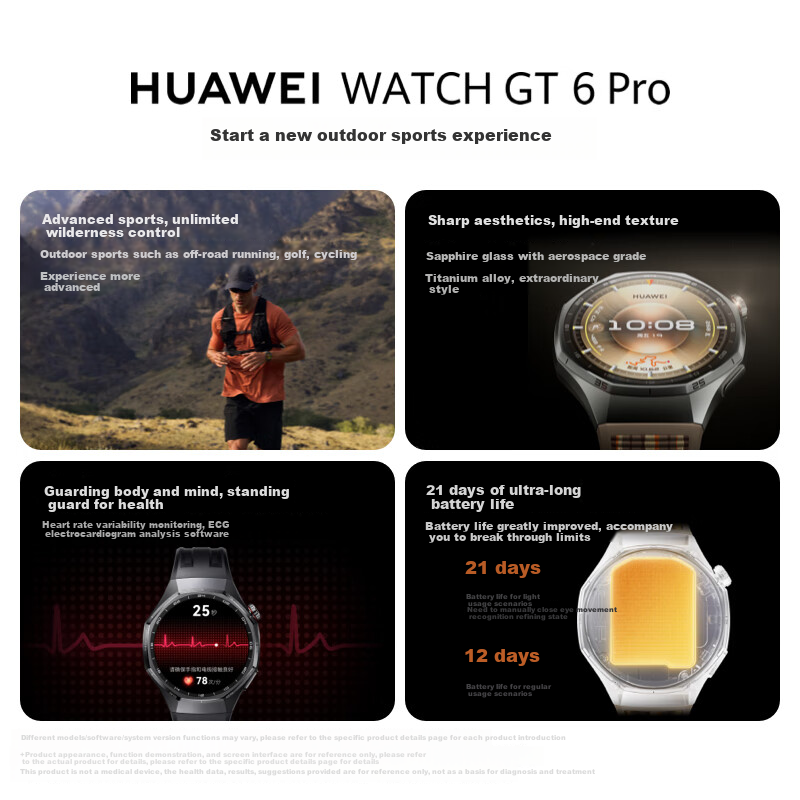 Умные часы HUAWEI WATCH GT 6 Pro Titanium Silver 46 мм с сапфировым стеклом и титановым корпусом, автономность до 21