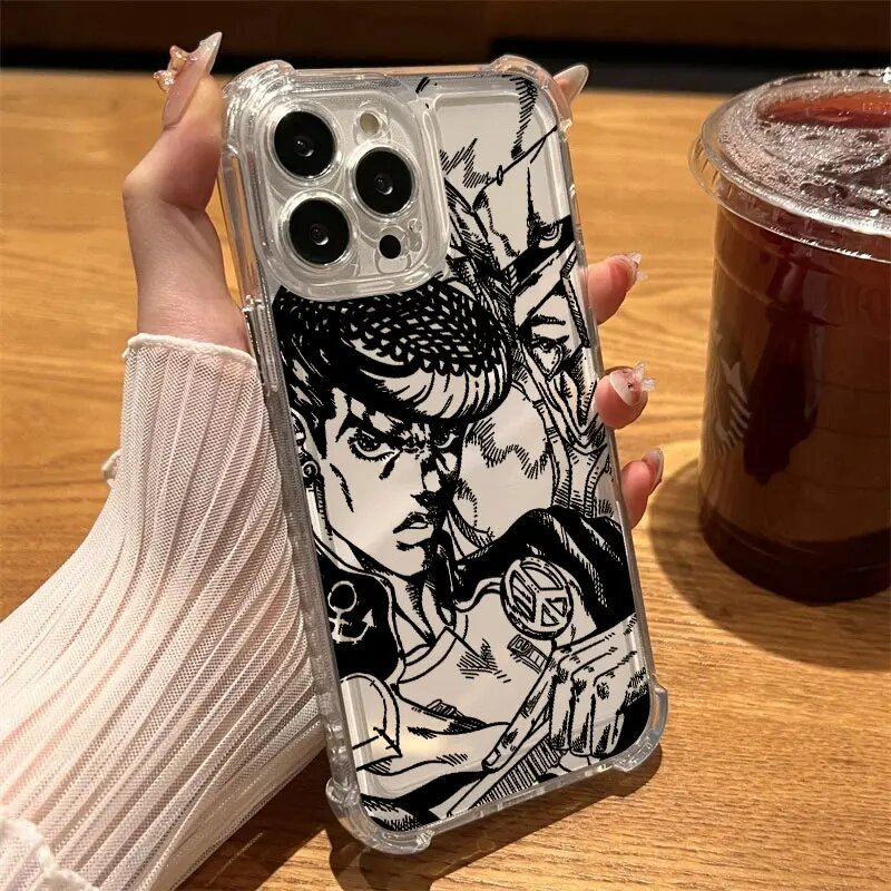 Прозрачный противоударный чехол JOJO Kujo Jotaro Anime для iPhone 17, 16, iPhone 13 Про, SJCLR 06
