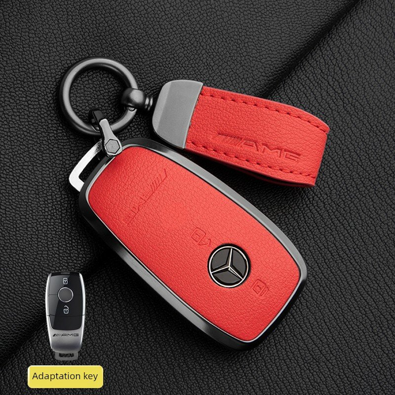 Чехол для ключей Mercedes AMG из французской козьей кожи, цвет мандариновый, 2 кнопки, аксессуар с логотипом AMG
