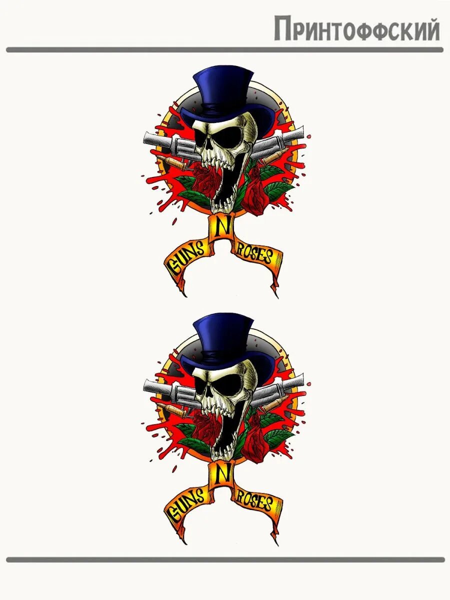 Термонаклейка рок guns n roses оружие и розы