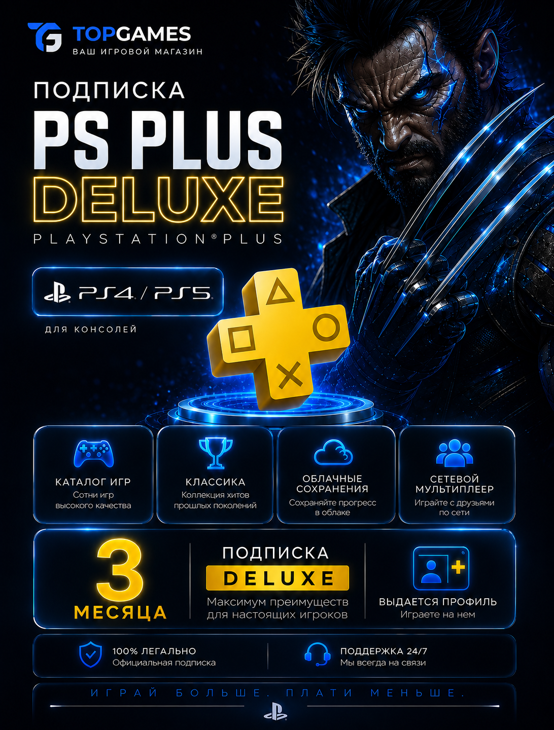Подписка PS Plus Deluxe на 3 месяца 500+ игр! Без ВПН! Россия PS5 PS4 Новый аккаунт