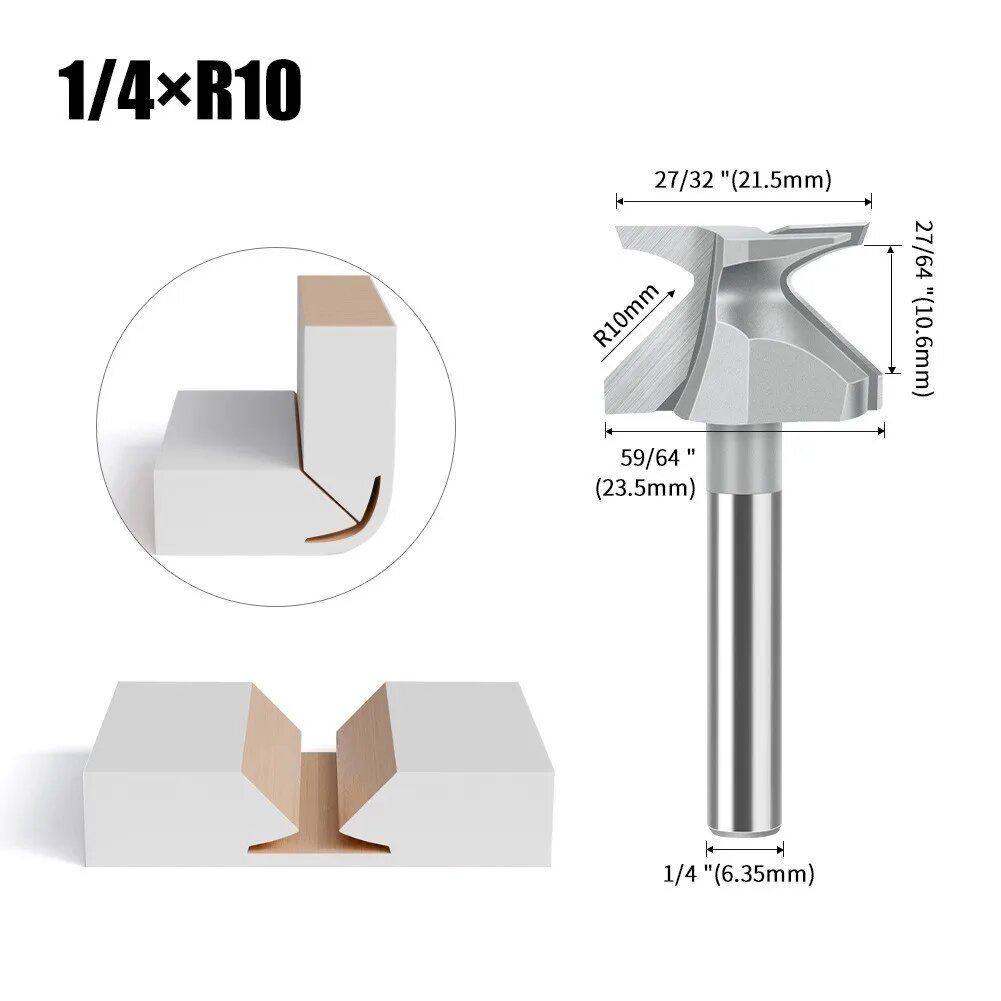 Фреза для дерева V-образная 1/4", 1/2", 8 мм, R10, R18 02