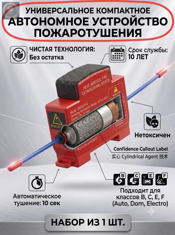 Автоматическое аэрозольное устройство пожаротушения для электрощита, термоактивируемый модуль защиты элек