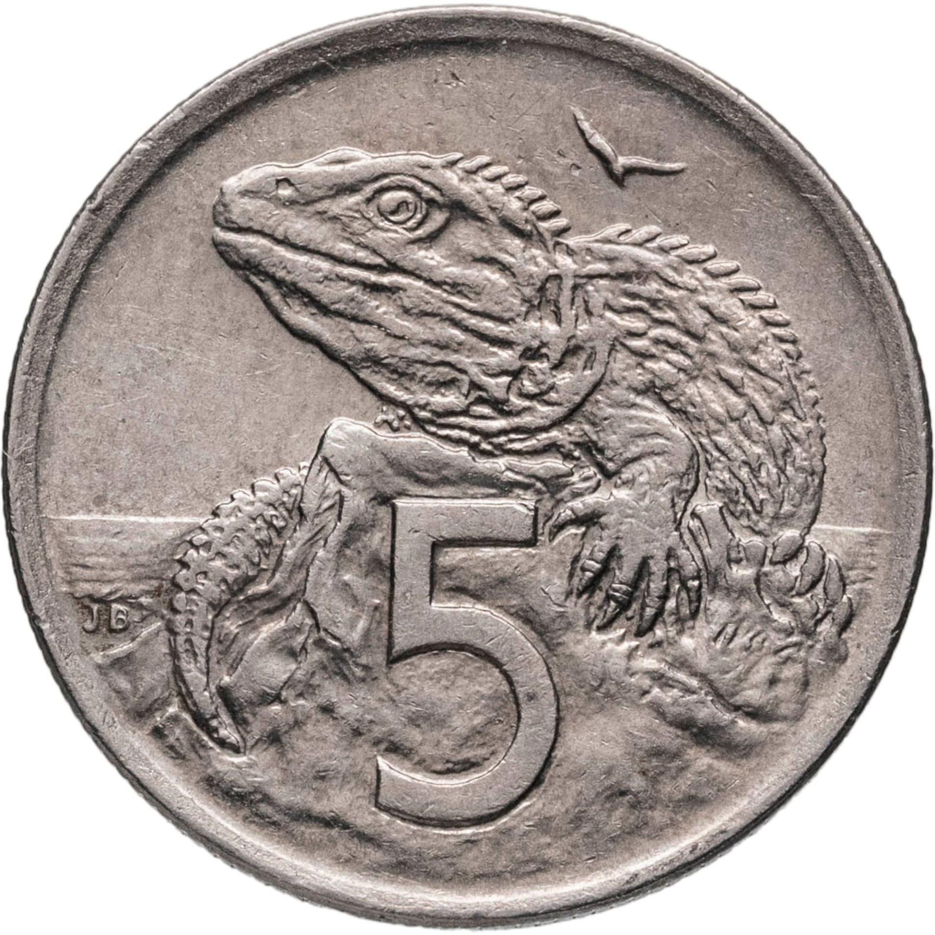 Новая Зеландия 5 центов cents 1971, Мельхиор медь-никель, в сохранности AU