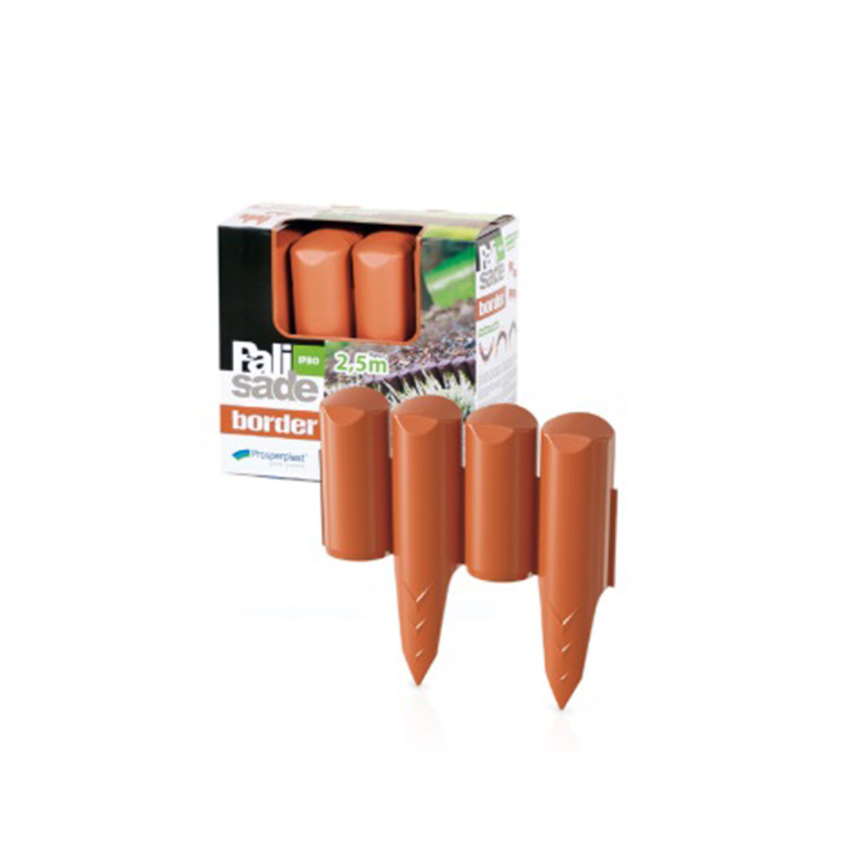 Бордюр Prosperplast Palisada border IPBO-R624 пластик, терракотовый