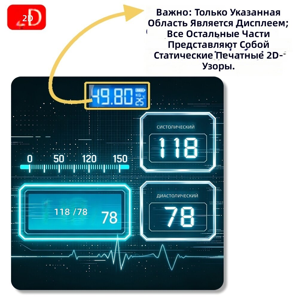 Интеллектуальные электронные весы с цифровым LED-дисплеем, измерением артериального давления и пульса, отображением температуры помещения, плоский дизайн, размер 10,23×10,23 дюйма, 1 шт.