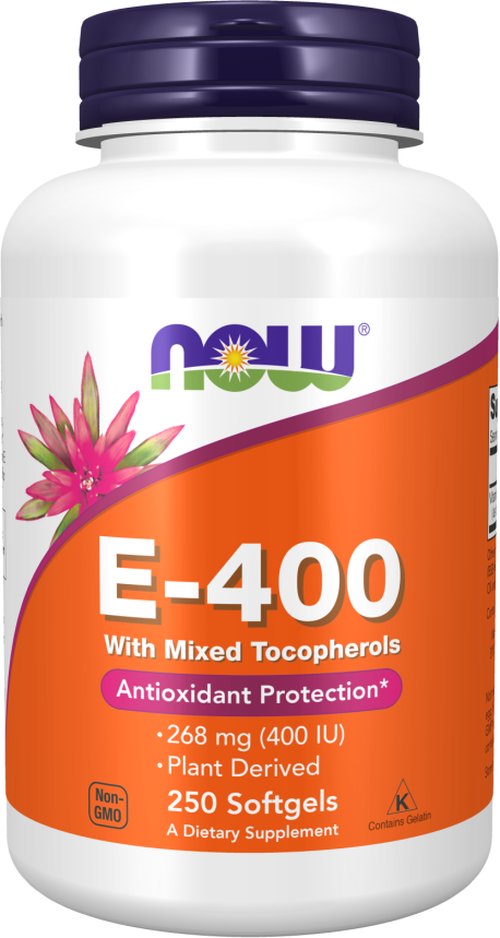 NOW Foods, витамин E-400 со смешанными токоферолами, 268 мг (400 МЕ), 250 капсул.