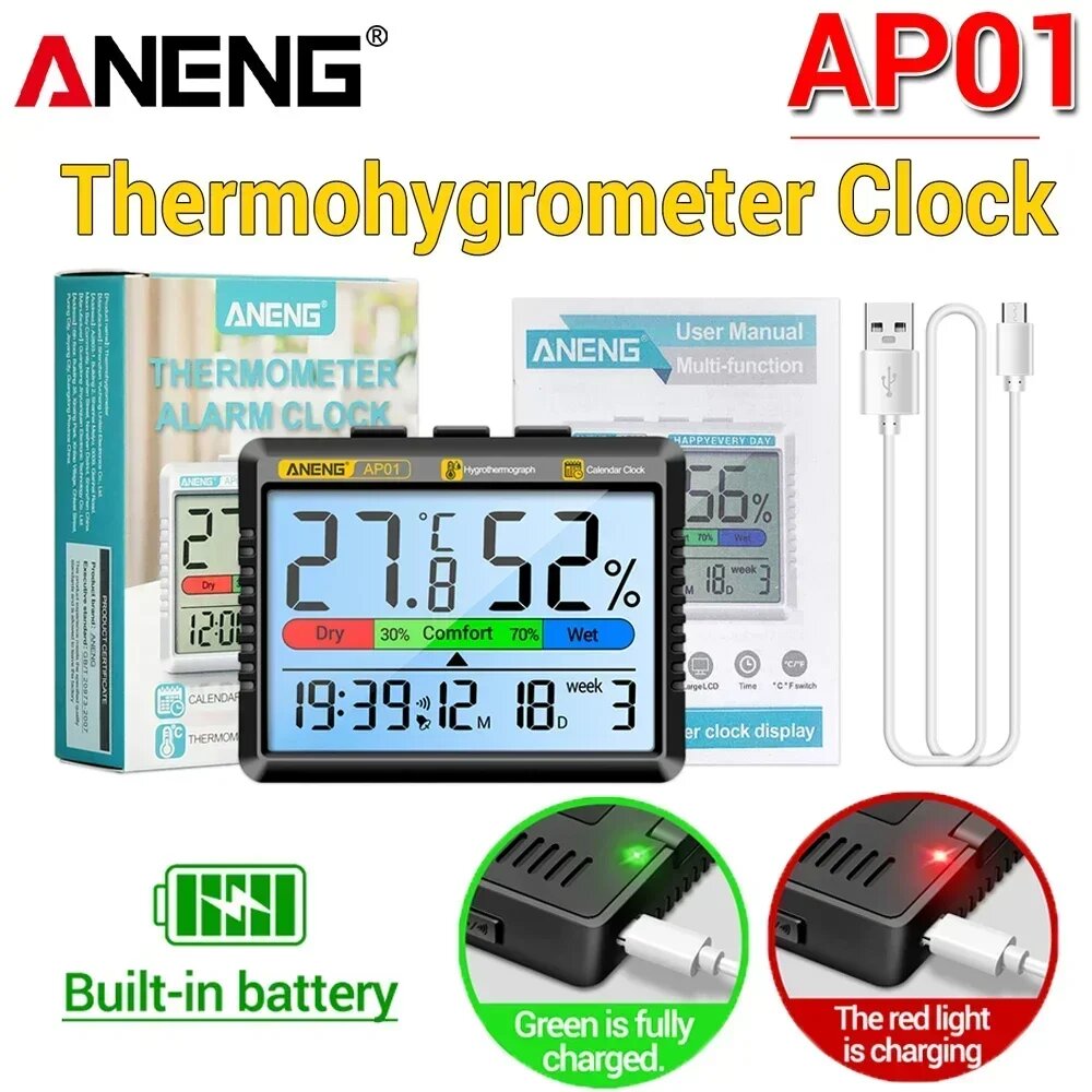 Цифровой термогигрометр ANENG AP01 AP01 Black