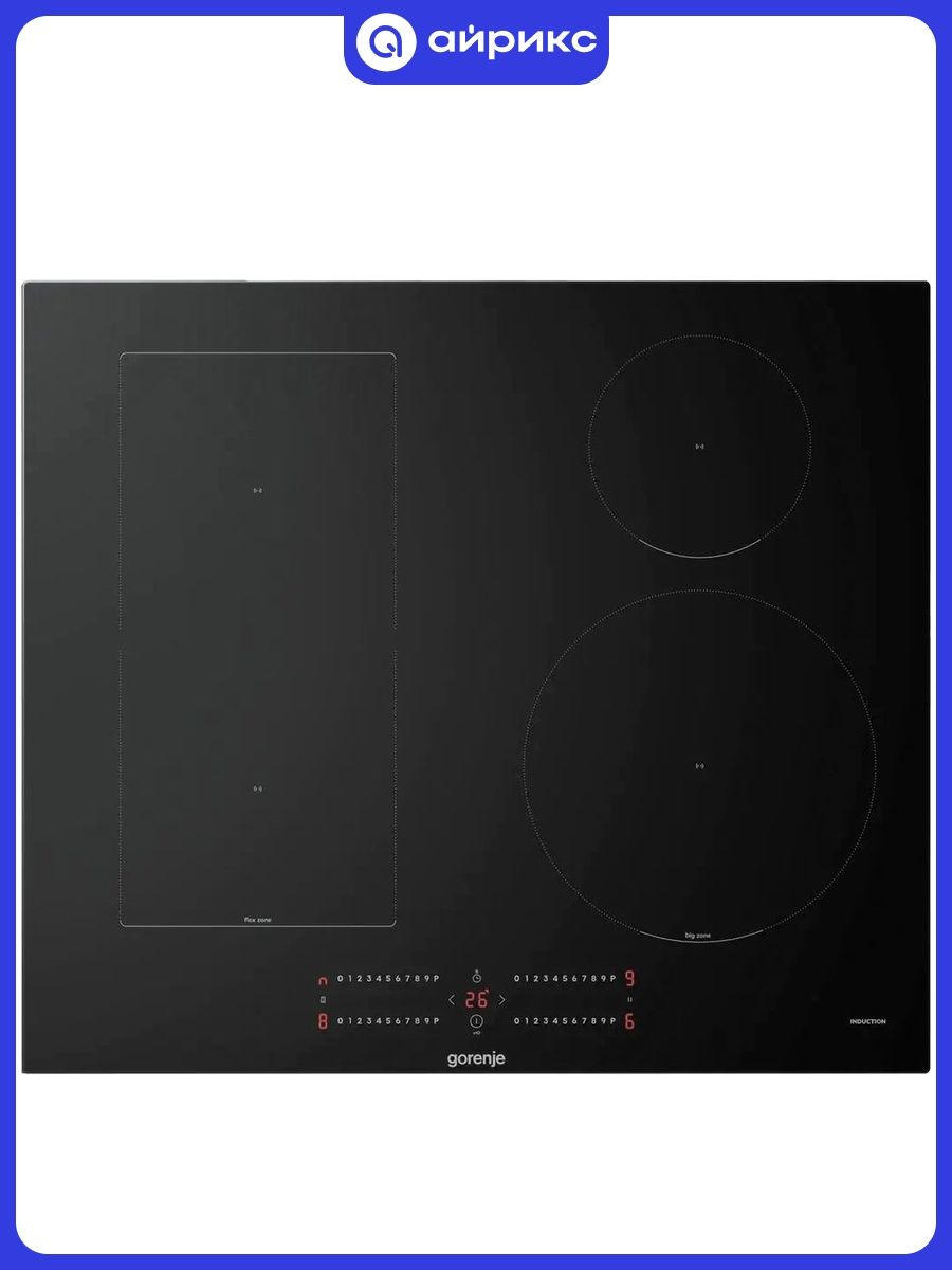 Встраиваемая индукционная панель Gorenje GIC6422BSC, независимая, 59.5 см, 4 зоны нагрева, функция Bridge, 9 уровней