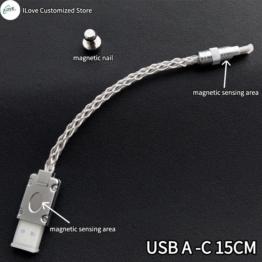 Кабель USB A-C 15см, Белый, silver USB-C