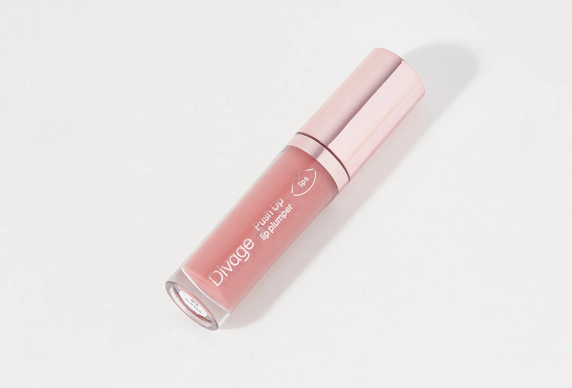Блеск для губ DIVAGE Push Up Lip Plumper 02, карамельно-розовый, увлажняющий, придание объема