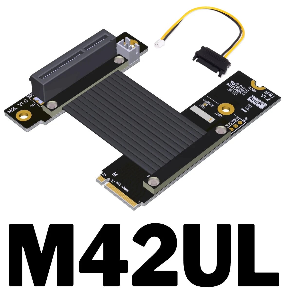 Удлинитель M.2 NVMe PCIe x4 ADT-Link, 25cm, M42UL