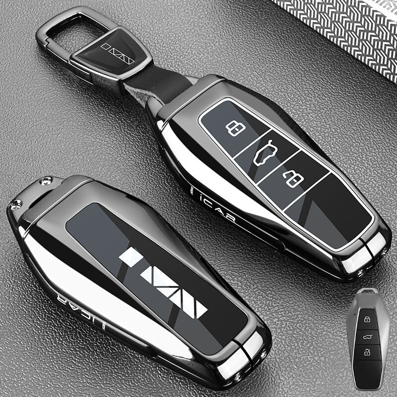 Ключевая оболочка для автомобиля Chery iCAR 03 с металлическим крючком и гунметал цветом