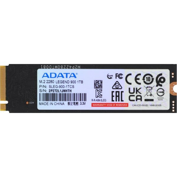 SSD накопитель A-Data Legend 900 SLEG-900-1TCS 1ТБ, M.2 2280, PCIe 4.0 x4, NVMe, M.2