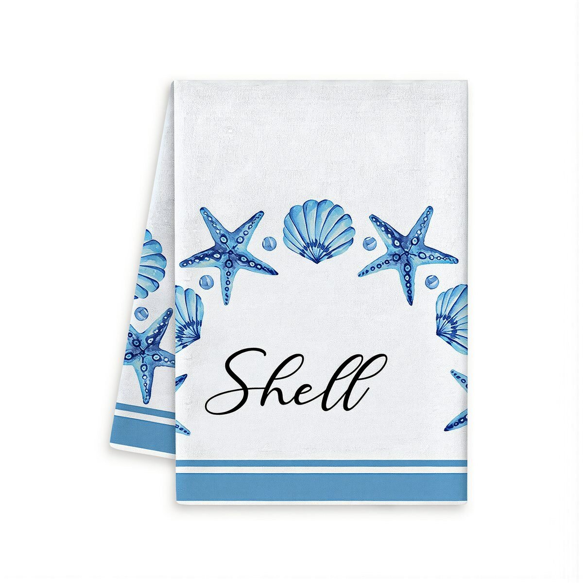 Мягкое кухонное полотенце с принтом морских элементов для декора обеденного стола и протирки посуды, размер 40 на 60 см, 40X60CM