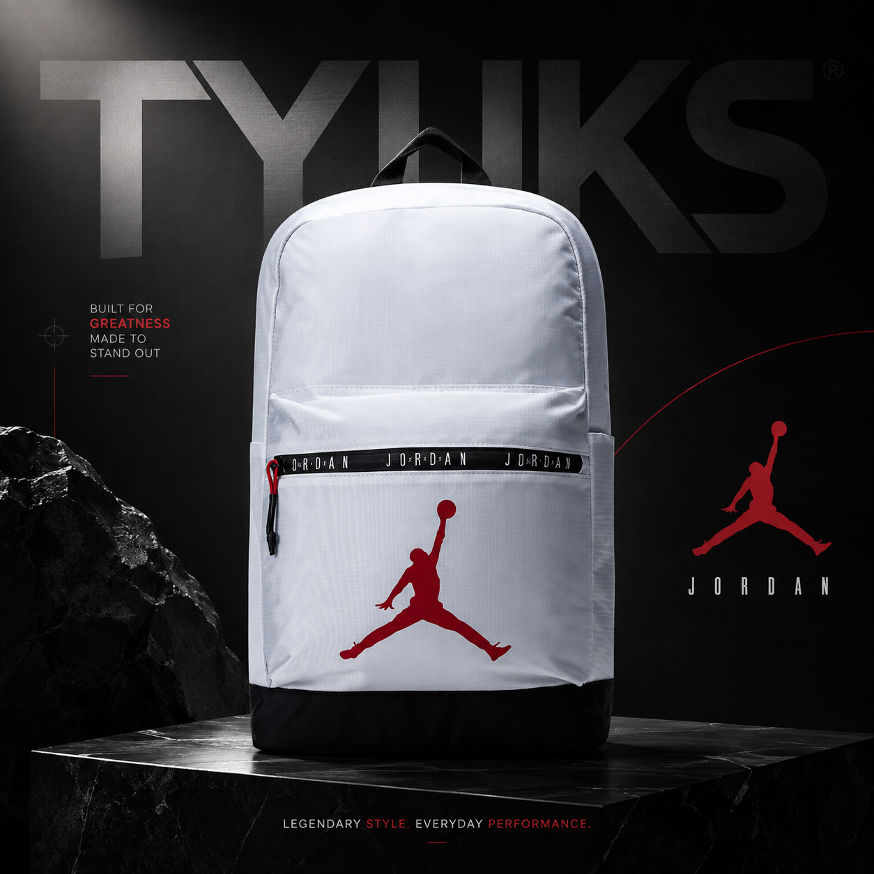 Рюкзак Jordan Air Jordan Classic DNA Backpack White, полиэстер, бело-черный-красный