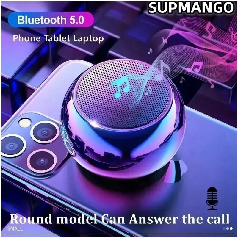 Премиум миниатюрный динамик Bluetooth, беспроводной звук от яркого металлического стола.