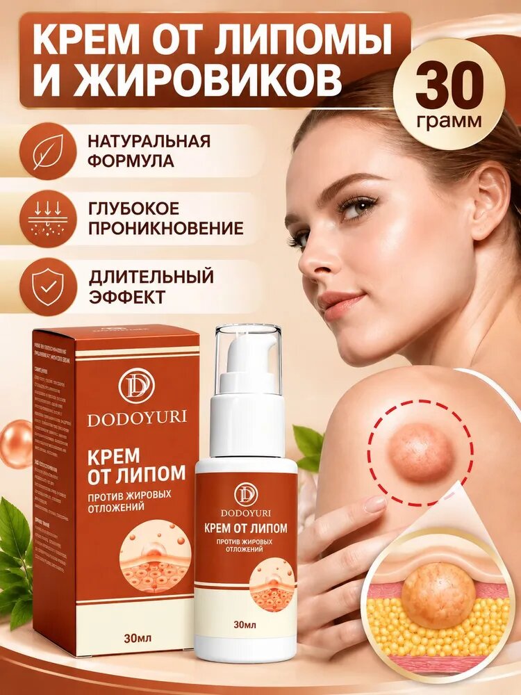 DODOYURI Крем для удаления подкожных отёков, зоба и липом, 30 г Подходит при отёках кожи, апельсиновой корке и фиброзных липомах