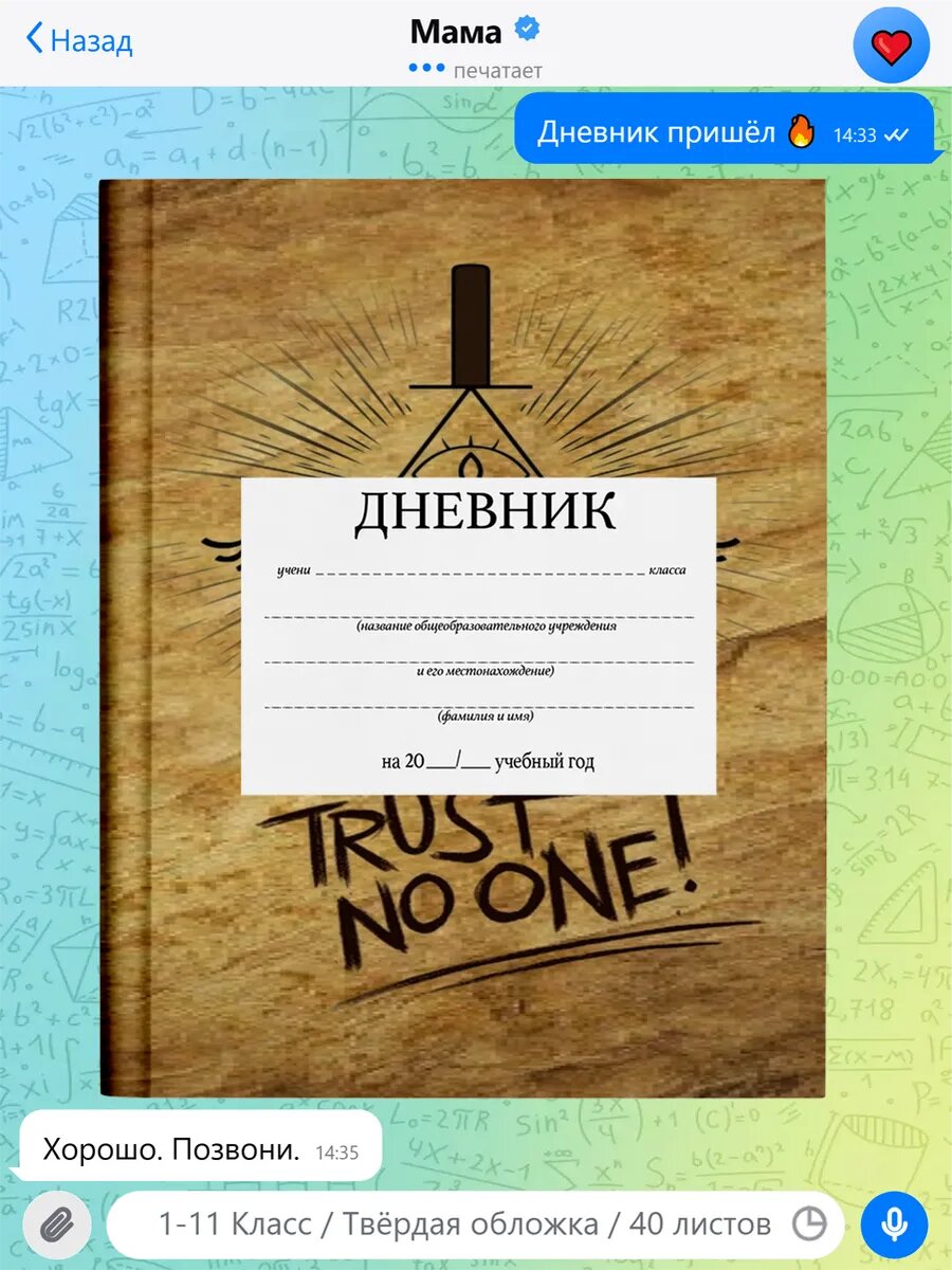 Школьный дневник с принтом Гравити Фолз