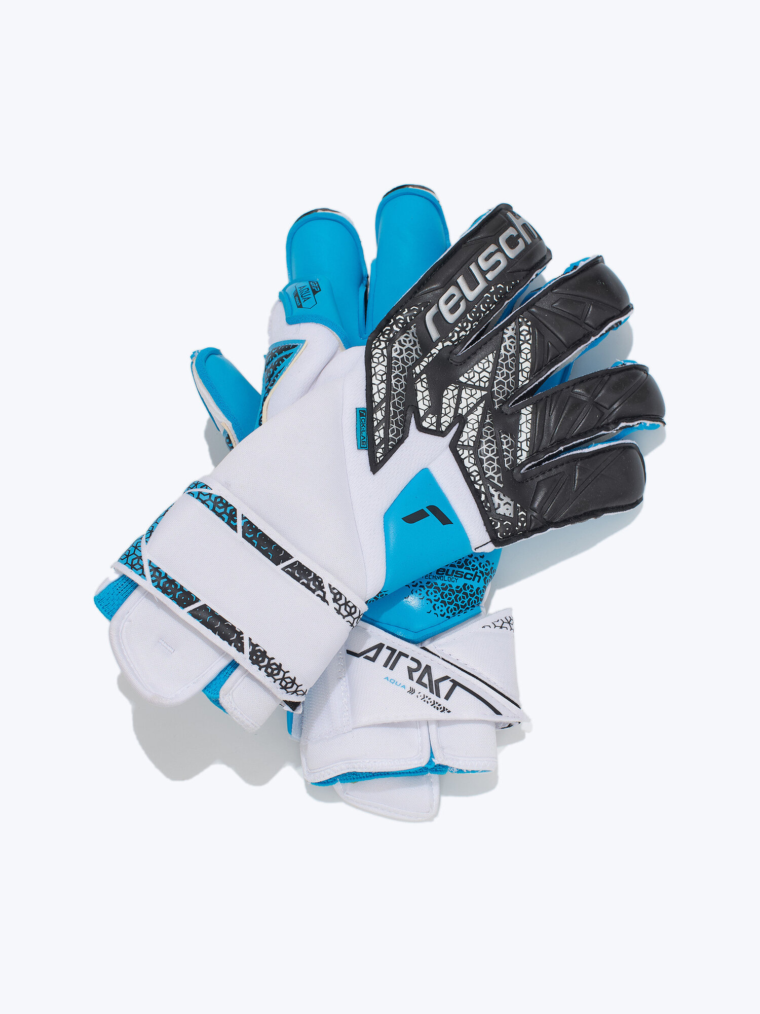 Перчатки вратарские Reusch Attrakt Aqua Evolution 5570455-1126, размер 9.5 (9.5 Размер), Белый - Голубой