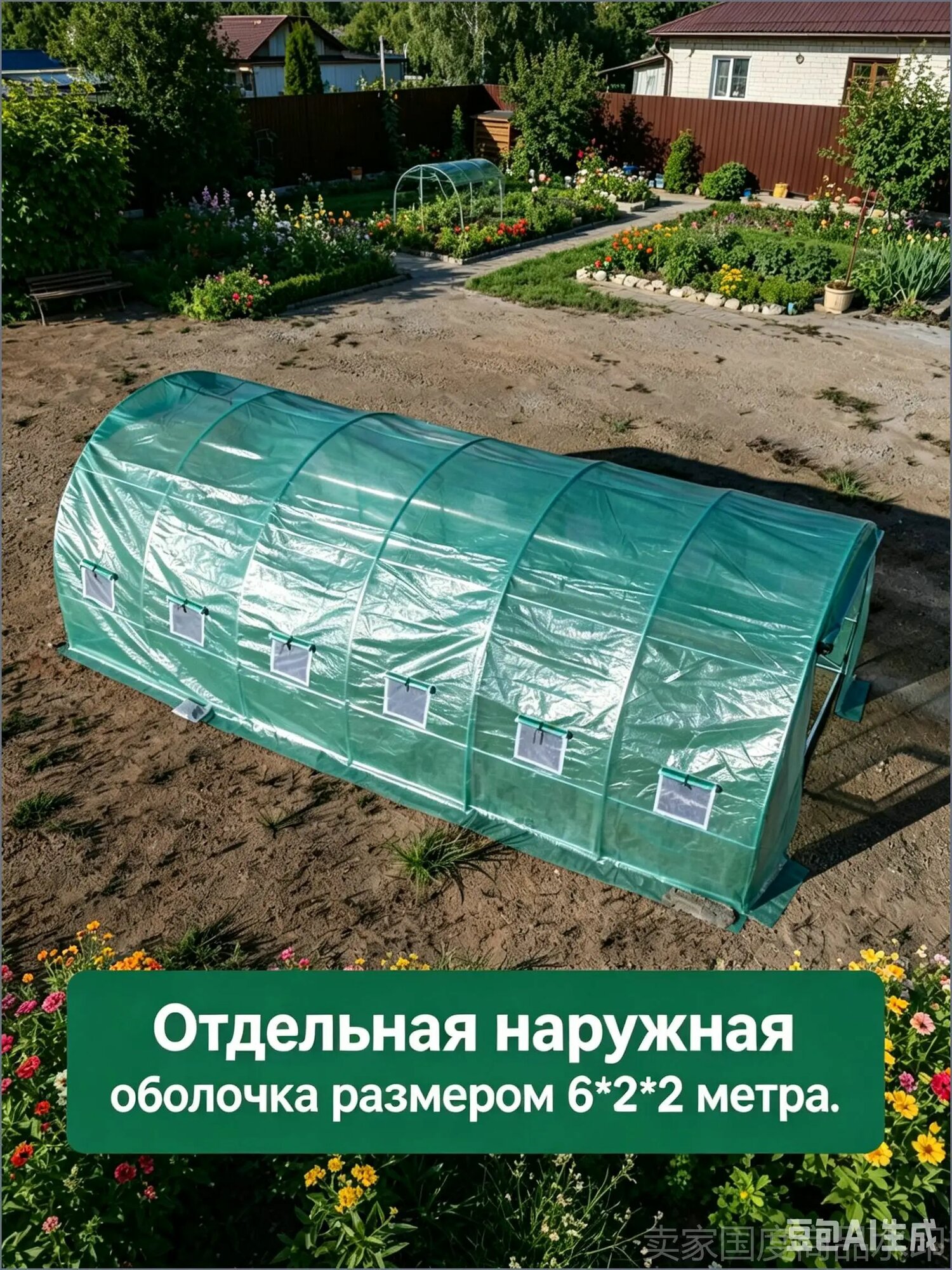 Парник, теплица арочная 6х2х2. м полиэстер с пвх покрытием