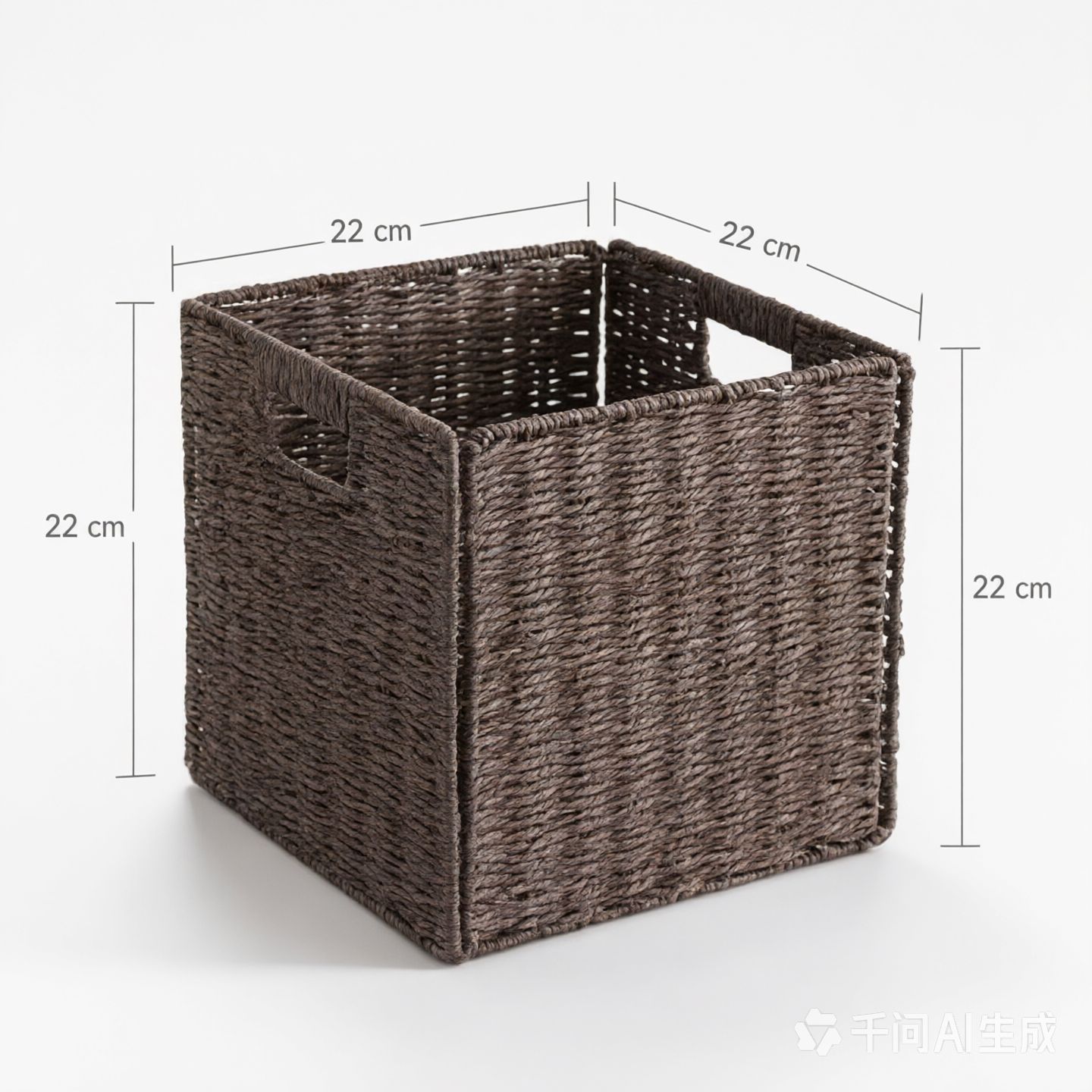 Корзина для хранения плетёная квадратная 22x22x22 см, тёмно-коричневая, из искусственного ротанга