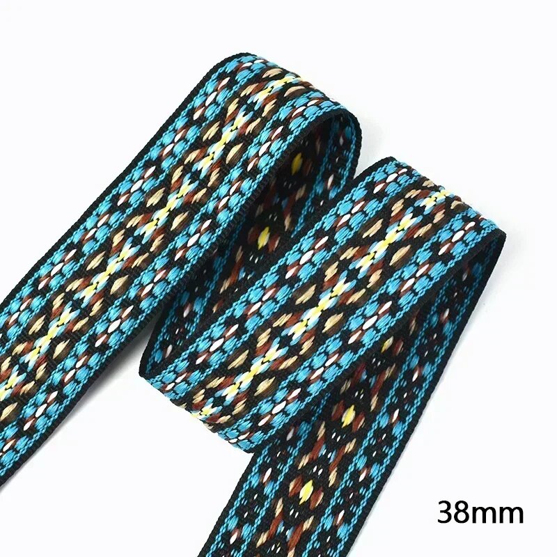 Лента Meetee 30/38 мм полиэстер/хлопок 5 м Бирюзовый, RD121-02-38mm