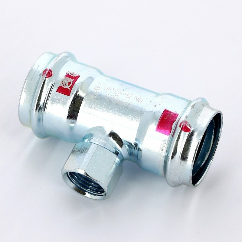 Тройник пресс-В 35x1/2"x35 оцинкованная сталь Prestabo VIEGA
