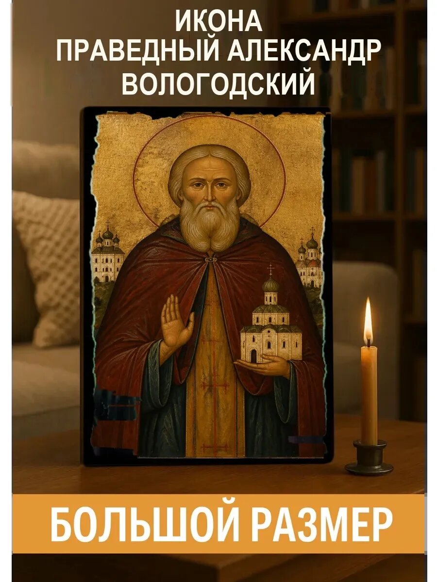 Икона Праведный Александр Вологодский, на дереве, 30×40 см, освящённая