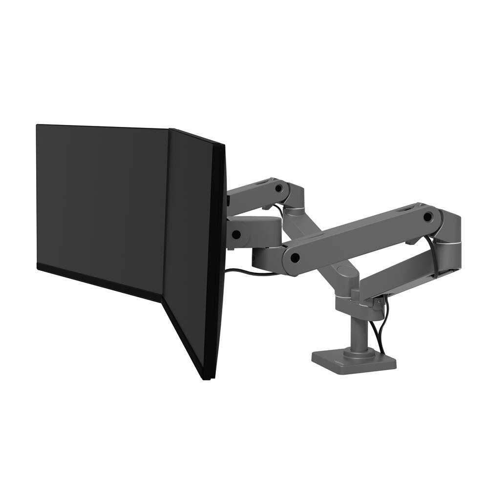 Ergotron 45-686-293 LX Pro Dual Side-by-Side Arm, Настольный панорамный поворотно-наклонный кронштейн для двух мониторов с диагональю до 27 дюймов включительно c возможностью регулировки по высоте