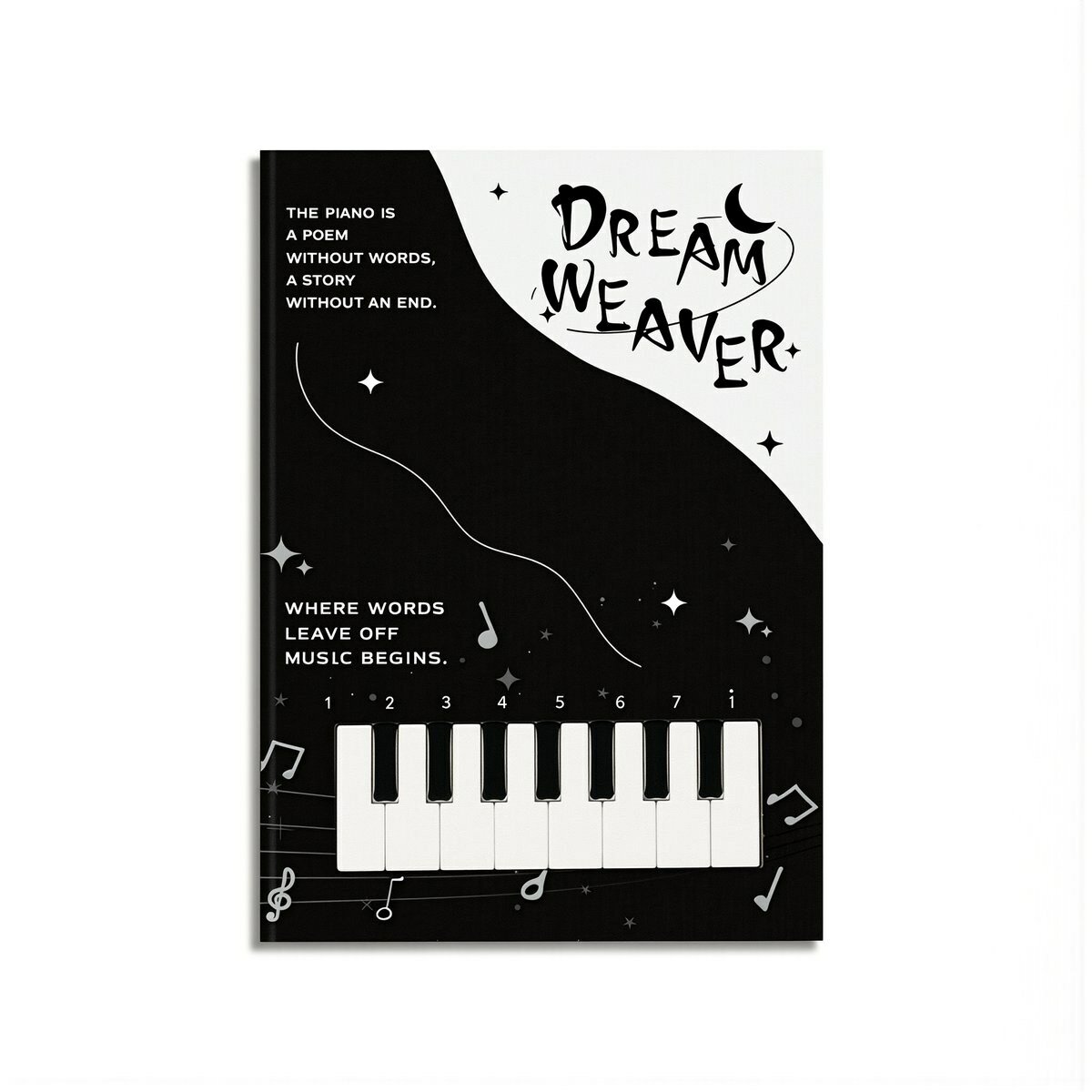 Музыкальная тетрадь пианино для игры с клавишами Dream Weaver, 64 листа линованных страниц размер 125 на 176 мм для записей