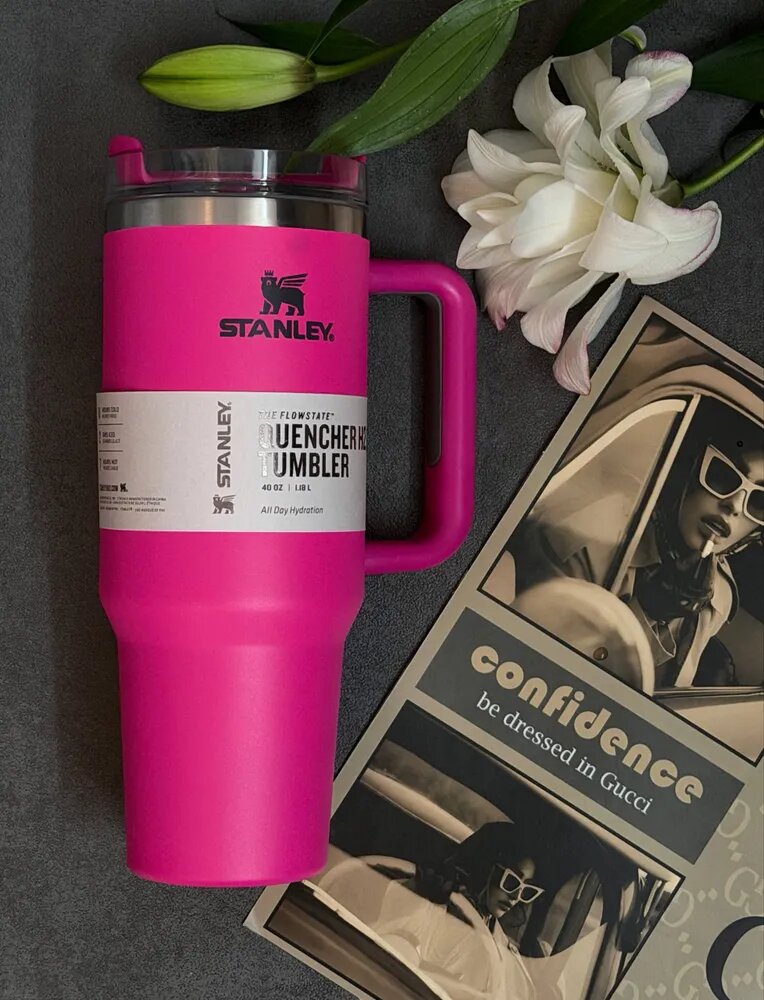 Термокружка для воды с ручкой из нержавеющей стали розовая 40 OZ 1,18 л
