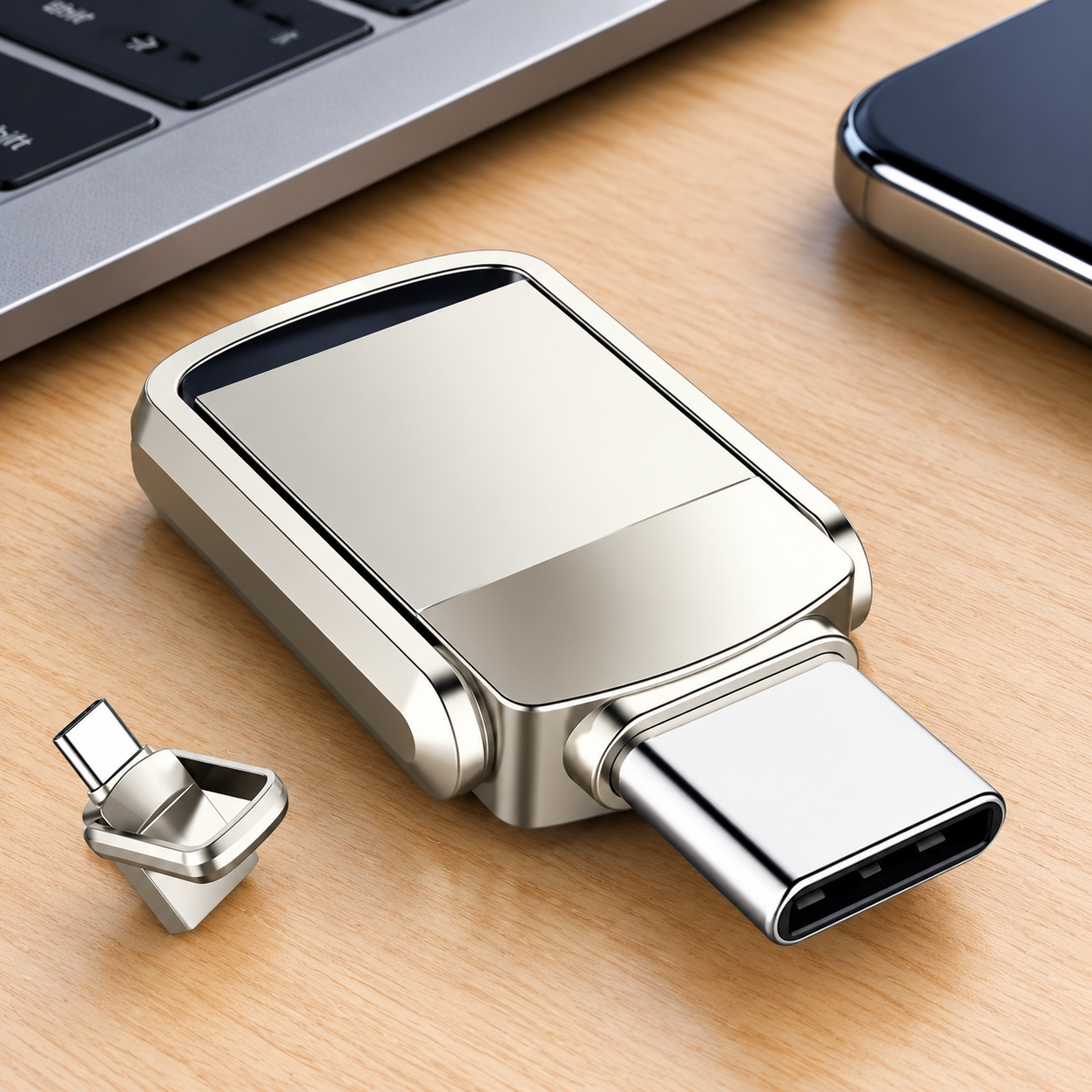 USB-накопитель Type-C 2ТБ, OTG (Цвет товара: серебристый)