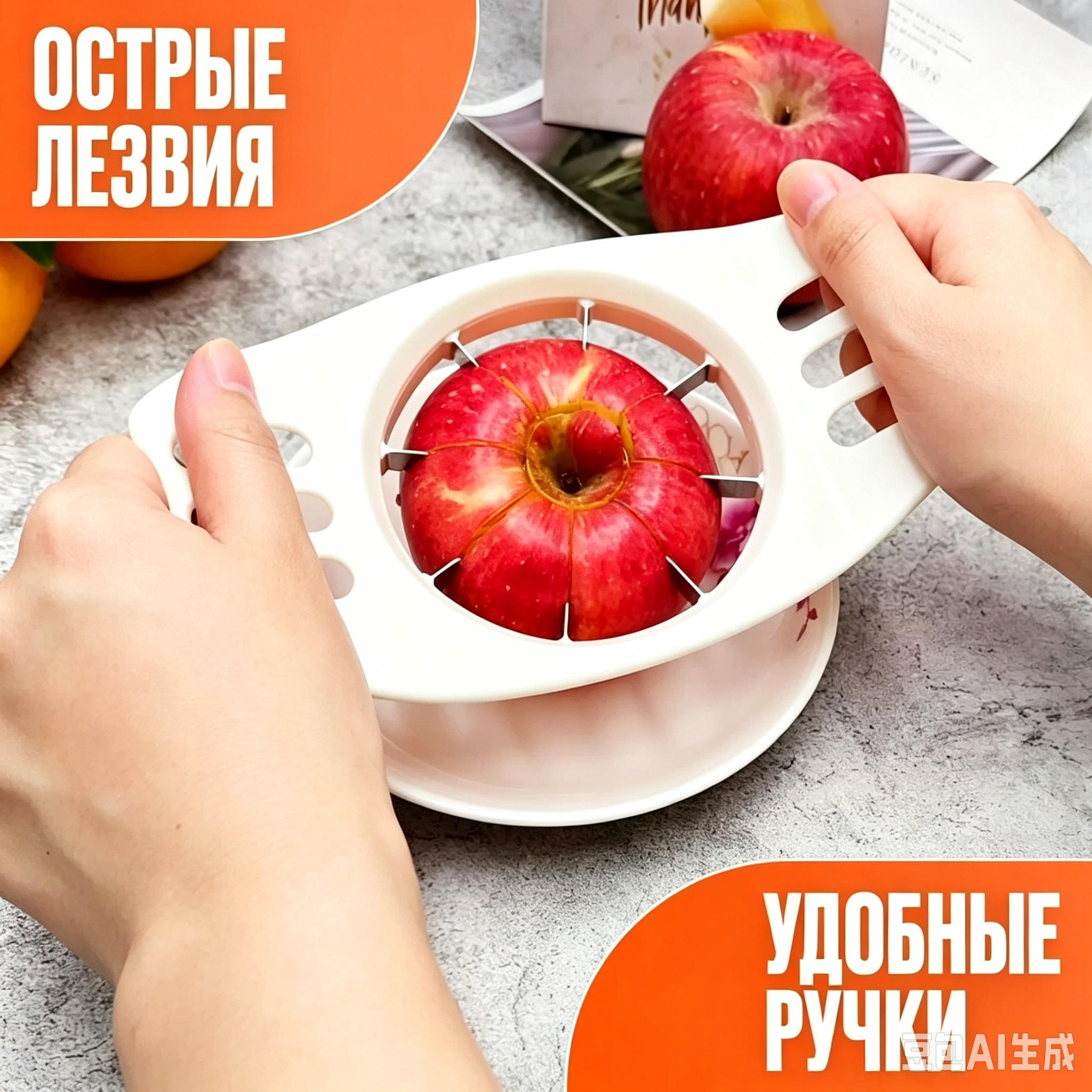 Нож для удаления сердцевины яблок и груш, из нержавеющей стали, удобная ручка, легко мыть , 1 шт