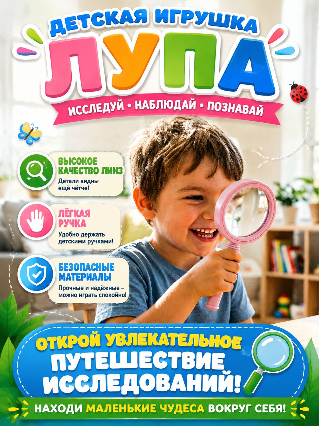 Лупа, Артикул: 5289569724, Цвет: Светло-синий, светло-розовый
