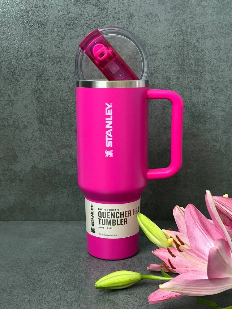 Термокружка для воды с ручкой из нержавеющей стали розовая 40 OZ 1,18 л