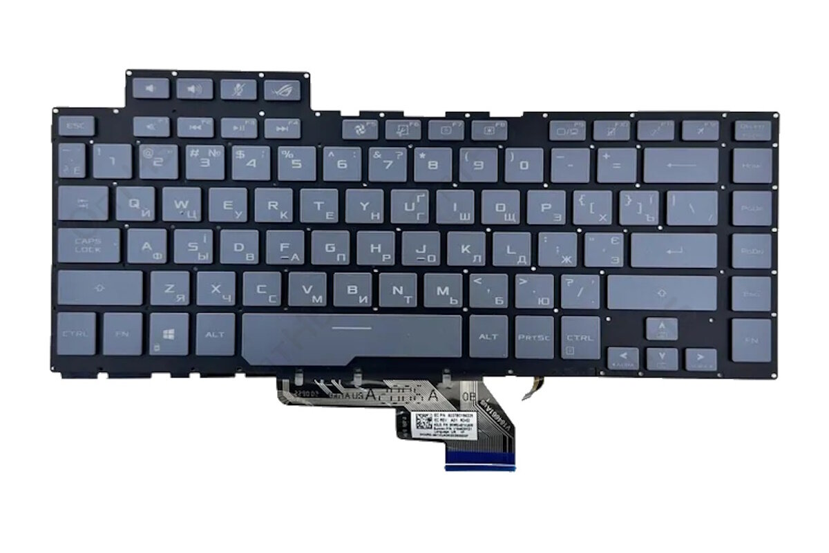 Клавиатура для ноутбука Asus ROG Zephyrus M GU502GV, GU502GU, S GX502GW, GX502GV, серая, без рамки,