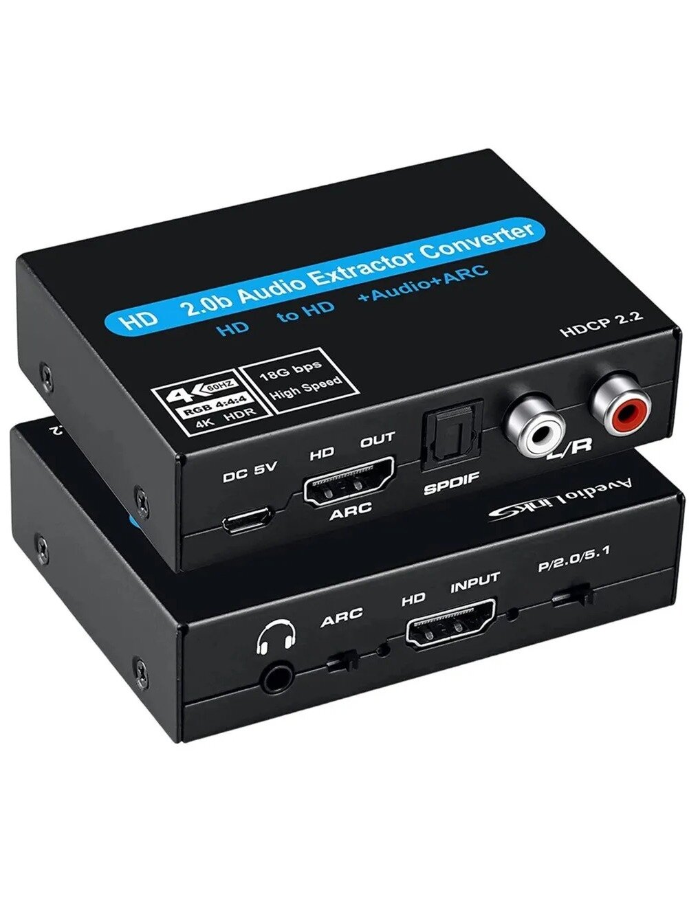 Аудиоэкстрактор HDMI 2.0 4K 60 Гц с ARC, оптическим выходом SPDIF и стерео RCA