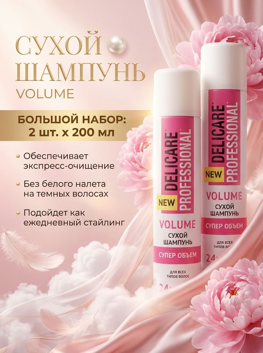 Сухой шампунь Delicare Professional Супер объем 200мл 2 шт