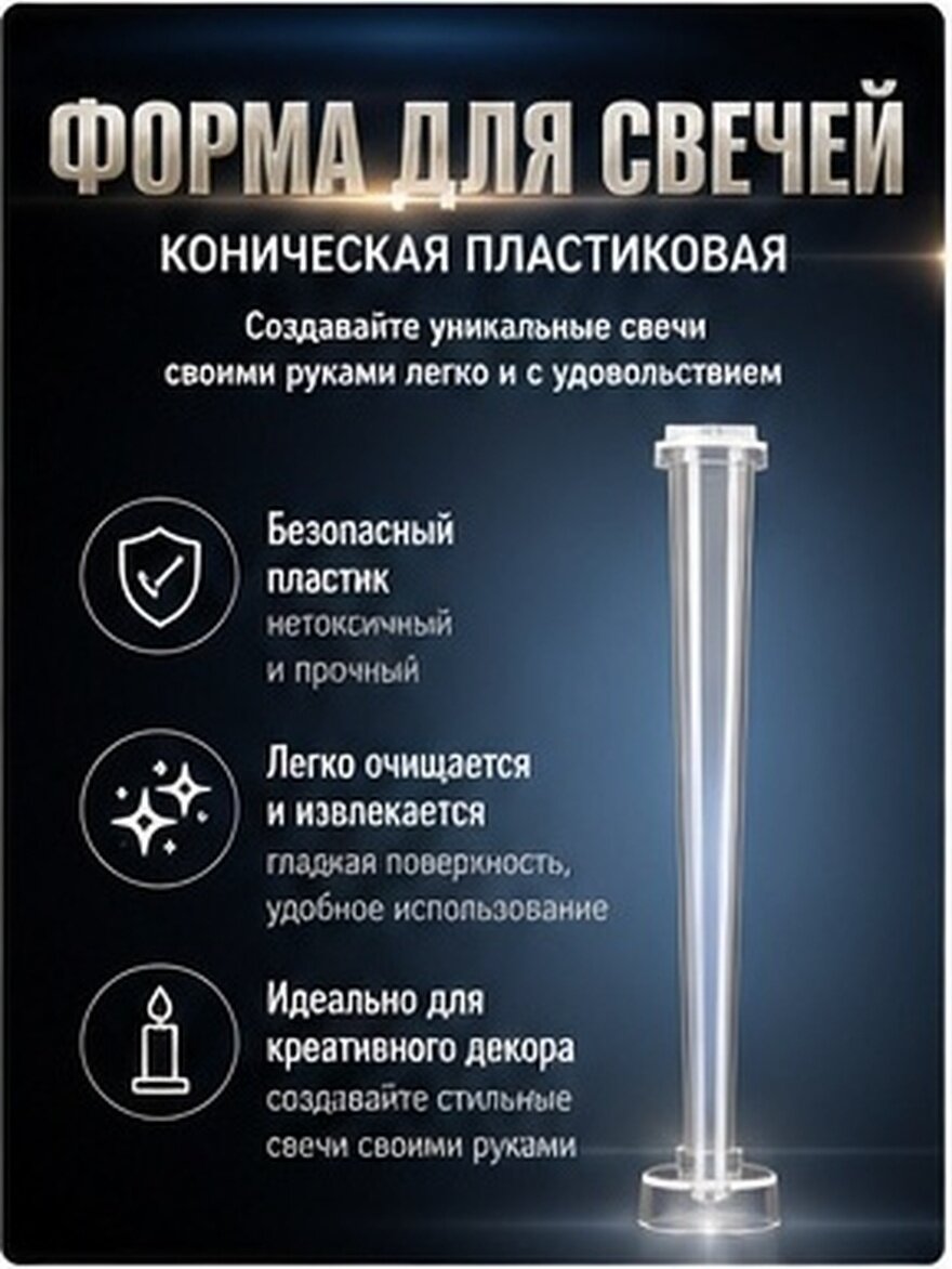 Форма Для Свечей Конусная 1 Шт Прозрачный Пластик Качественный И Прочный 26.50X5.20X5.20Cm