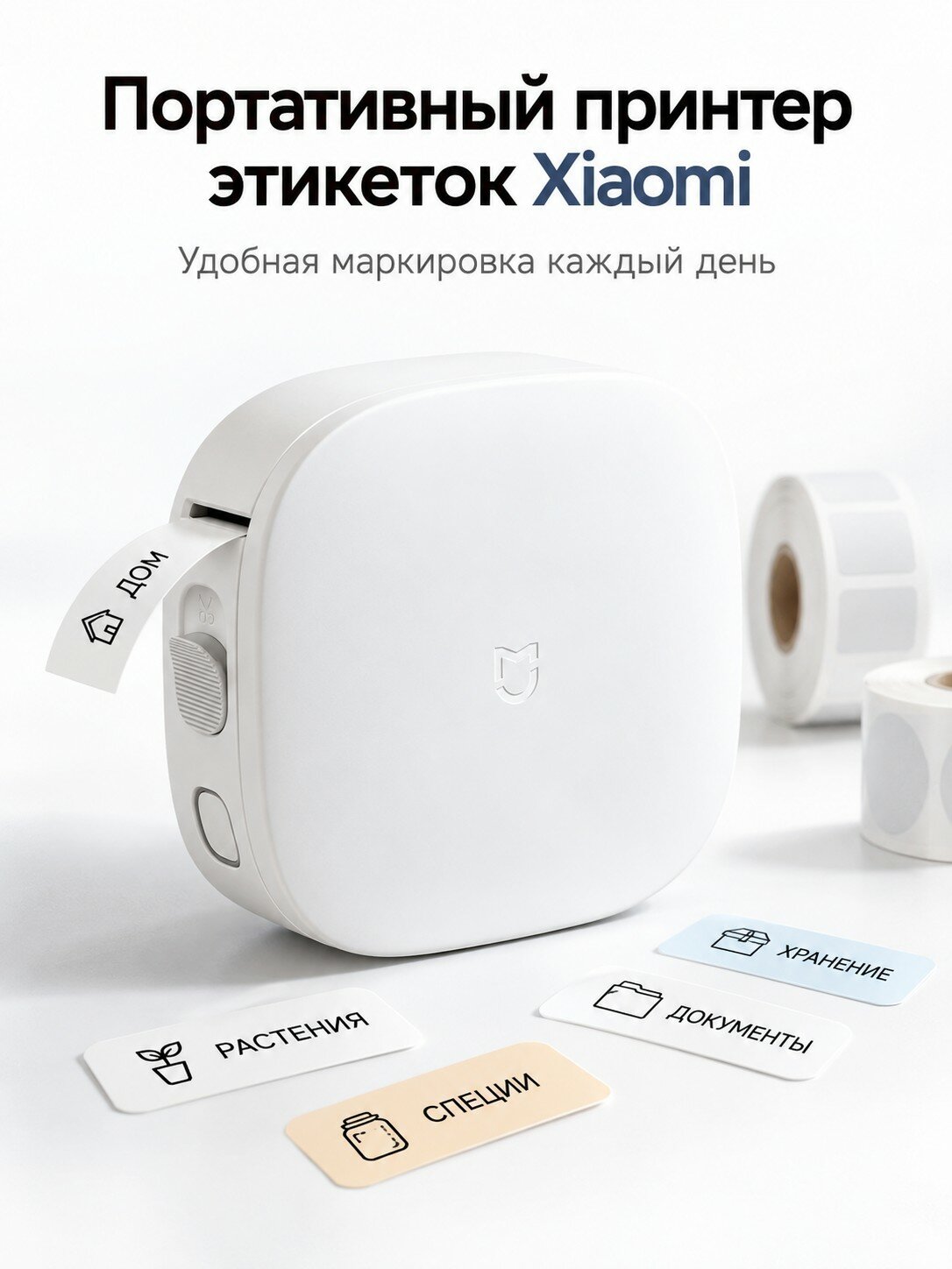 Портативный принтер этикеток Xiaomi Mijia, термопринтер наклеек и ценников, Bluetooth, для дома и офиса