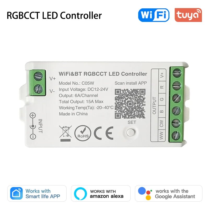 Tuya RGB CCT LED контроллер WiFi